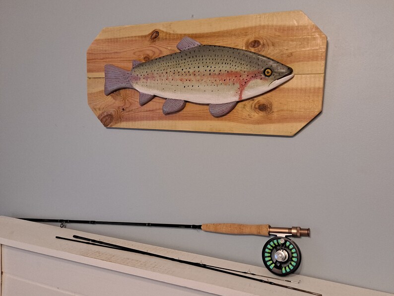 Large Realistic Wood Carved Hand-painted Rainbow Trout Wall Decor - Etsy