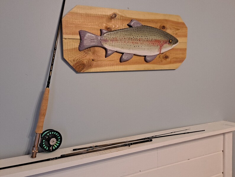 Large Realistic Wood Carved Hand-painted Rainbow Trout Wall Decor - Etsy
