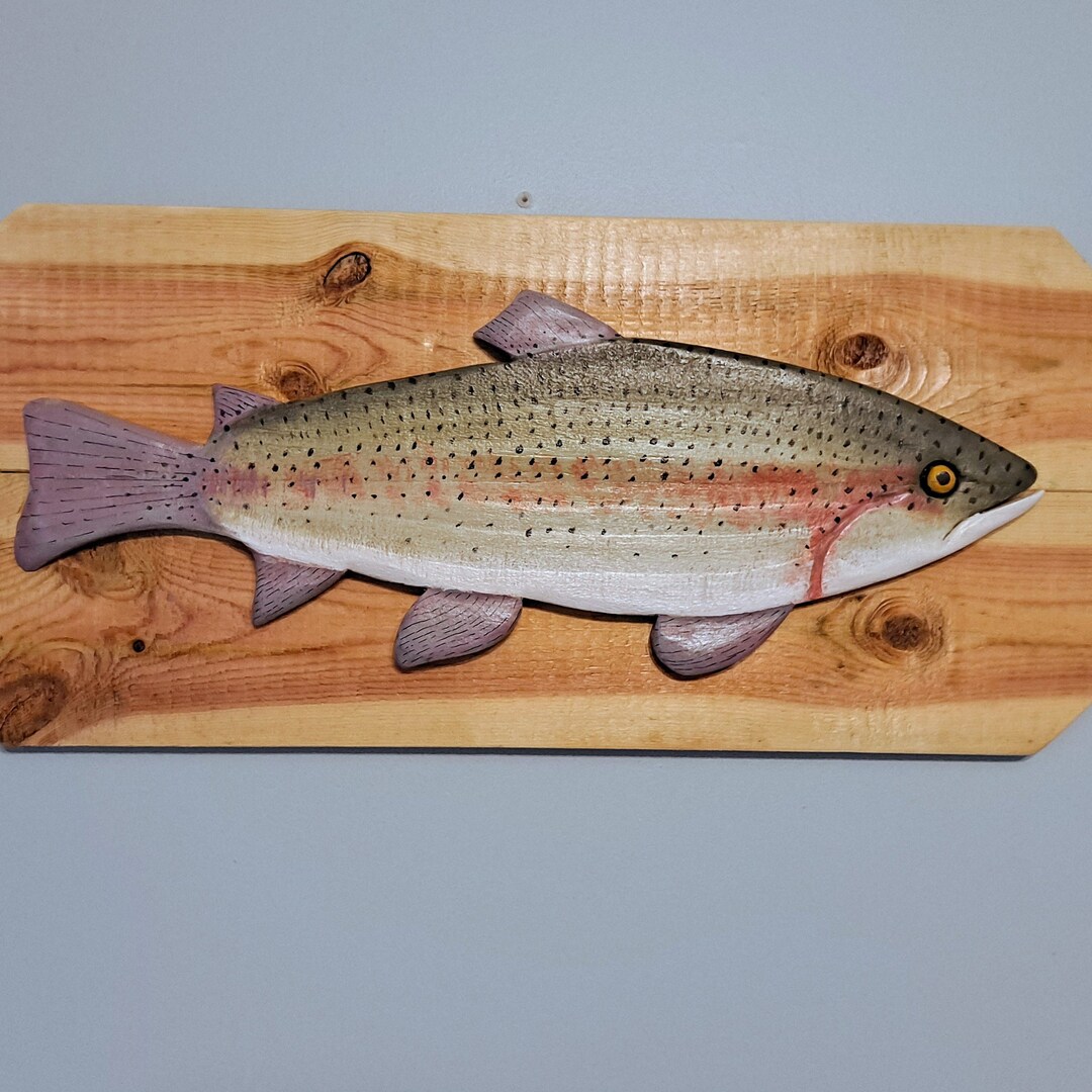 Large Realistic Wood Carved Hand-painted Rainbow Trout Wall Decor - Etsy