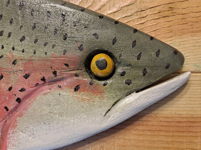 Large Realistic Wood Carved Hand-painted Rainbow Trout Wall Decor - Etsy