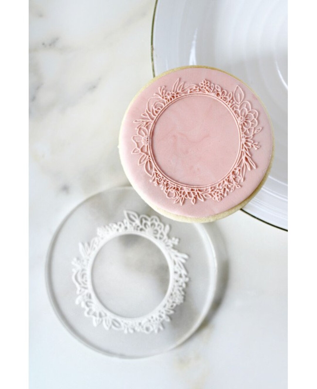 Floral Circle Emboss Stamp Cookie Stamp - Etsy