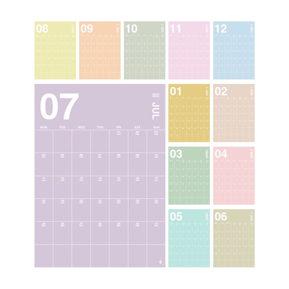 PASTEL PLANNER Academic July 2022 June 2023 Monday Start - Etsy