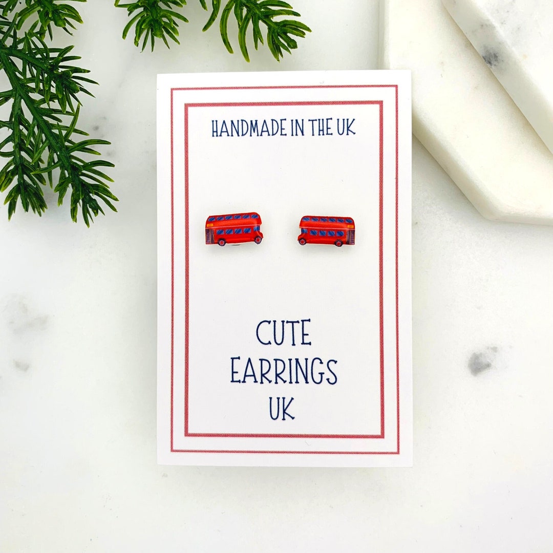 Red Bus Stud Earrings: British Transport Jewellery Hypoallergenic - Etsy UK