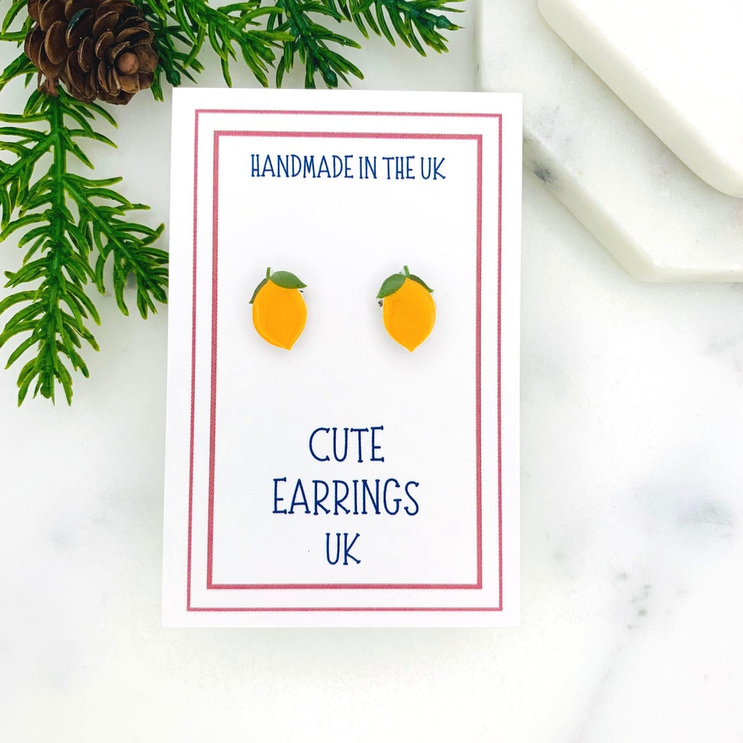 Lemon Earrings Fruit Earrings Summer Earrings Lemon Studs - Etsy.de
