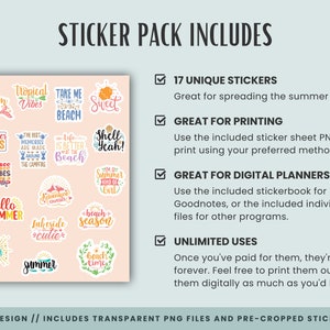 Digital Beach Goodnotes Stickers Printable Summer Scrapbooking Stickers ...