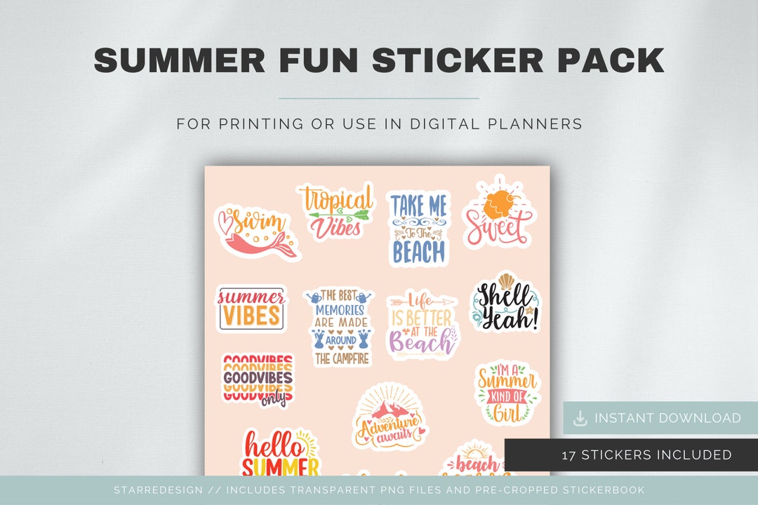Digital Beach Goodnotes Stickers Printable Summer - Etsy