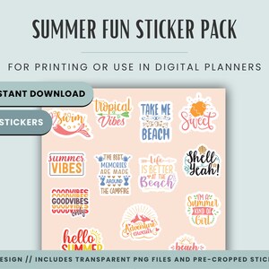 Digital Beach Goodnotes Stickers Printable Summer Scrapbooking Stickers ...