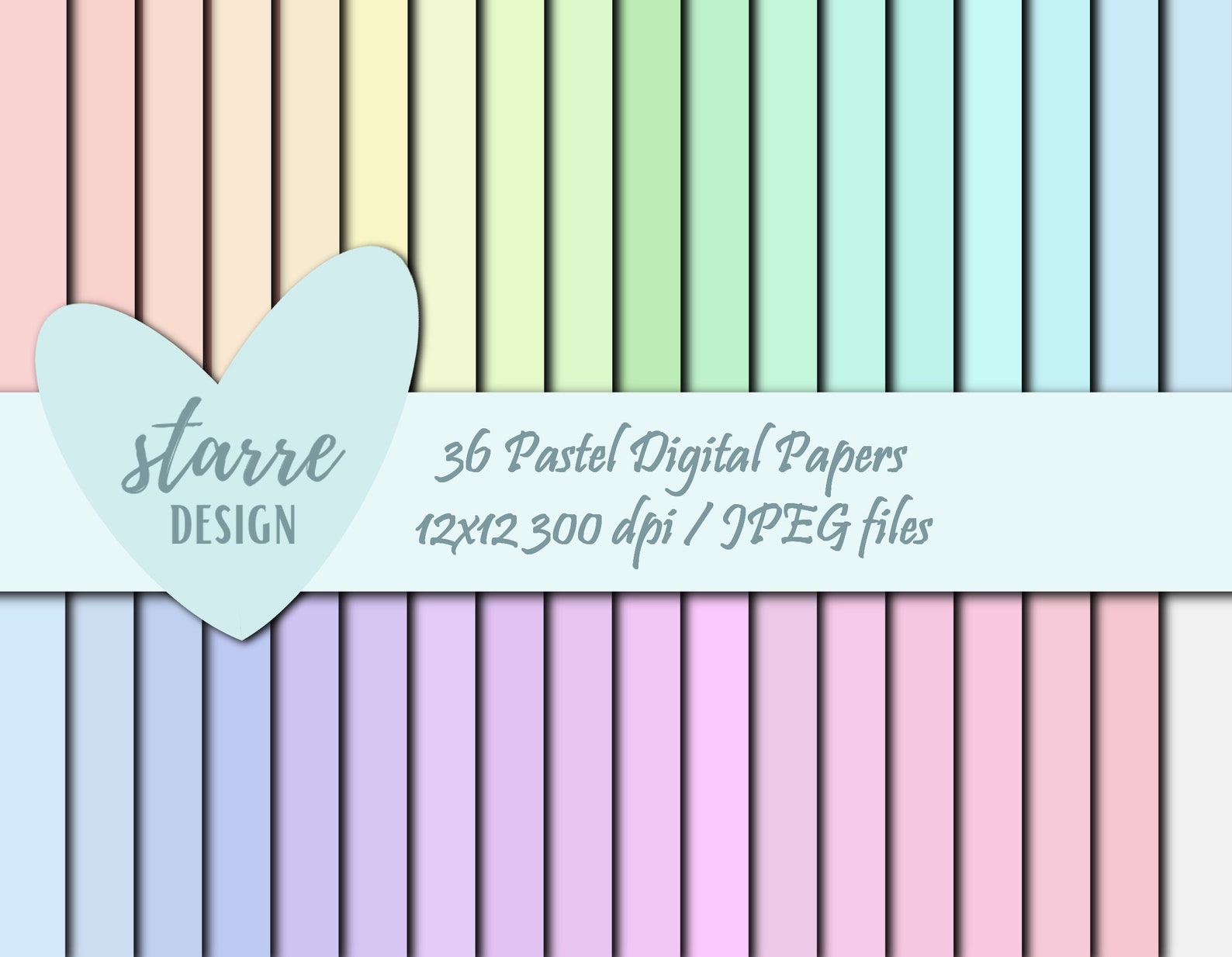 Pastel Digital Scrapbooking Paper Pack 36 300 Dpi JPEG Files Instant ...