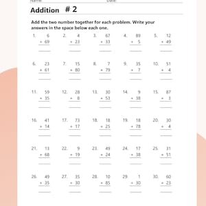 2nd Grade Math Workbook, 40 Worksheet With Answer Keys- Printable ...