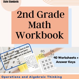 2nd Grade Math Workbook, 40 Worksheet With Answer Keys- Printable ...