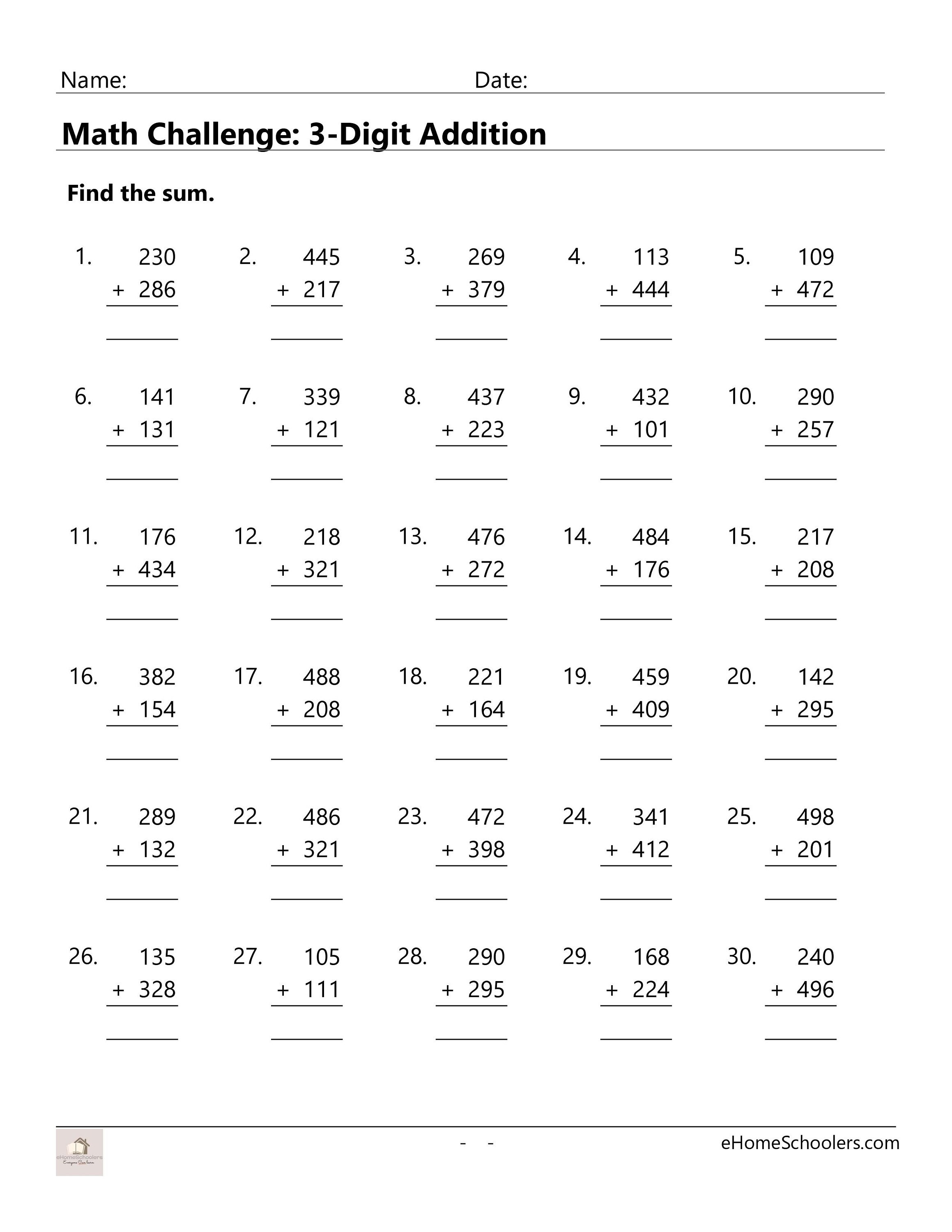 2nd Grade 60- Addition and Subtraction Math Worksheets With Answer Keys ...