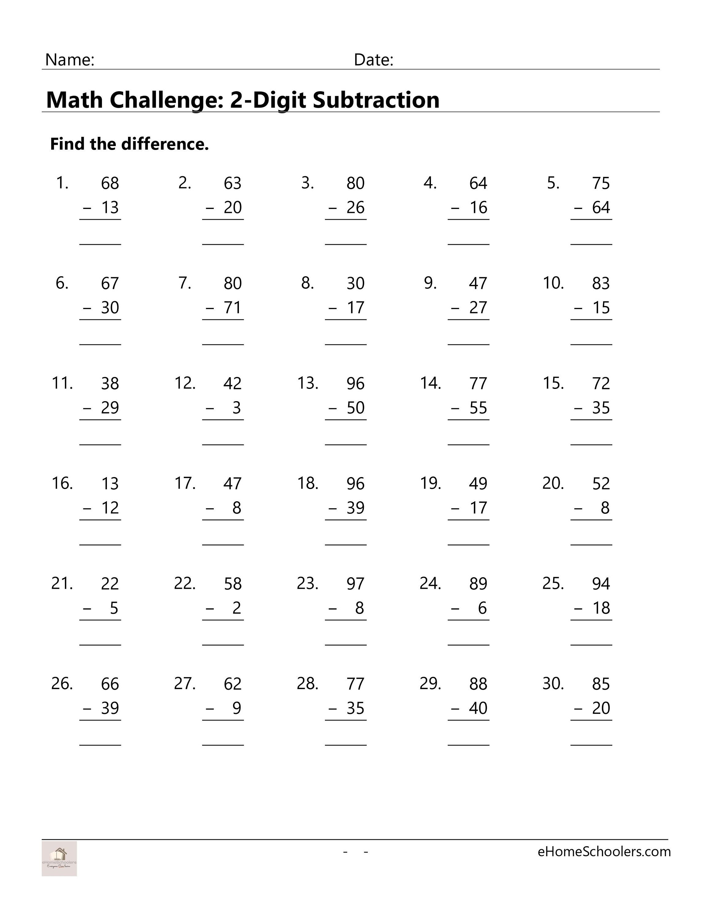 2nd Grade 60- Addition and Subtraction Math Worksheets With Answer Keys ...