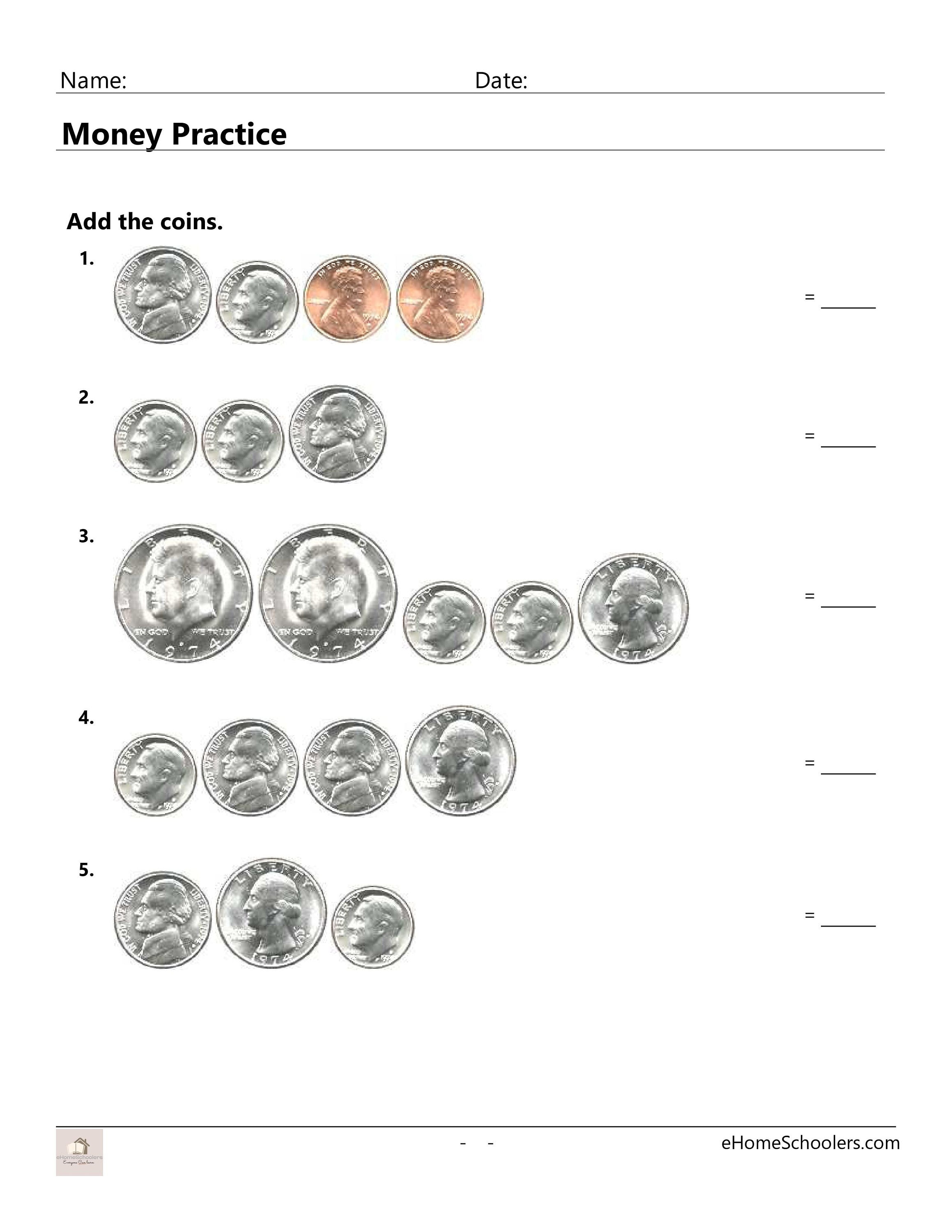 Time and Money Math Worksheets for 1st and 2nd Grade With Answer Keys ...