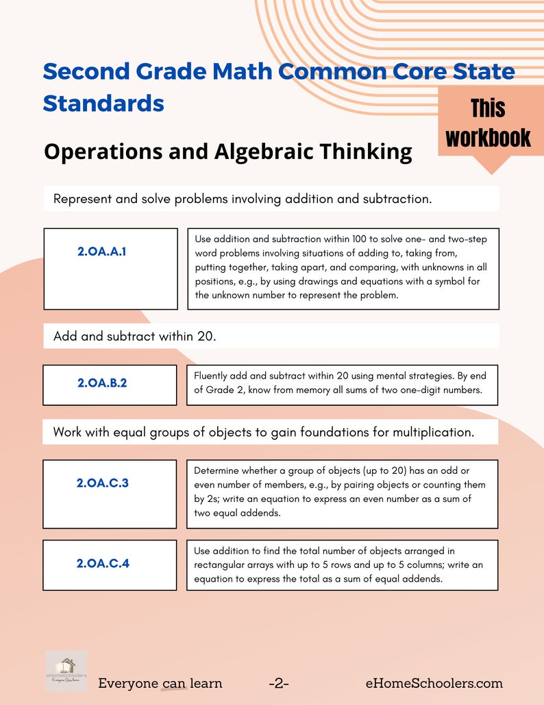 2nd Grade Math Workbook, 40 Worksheet With Answer Keys- Printable ...