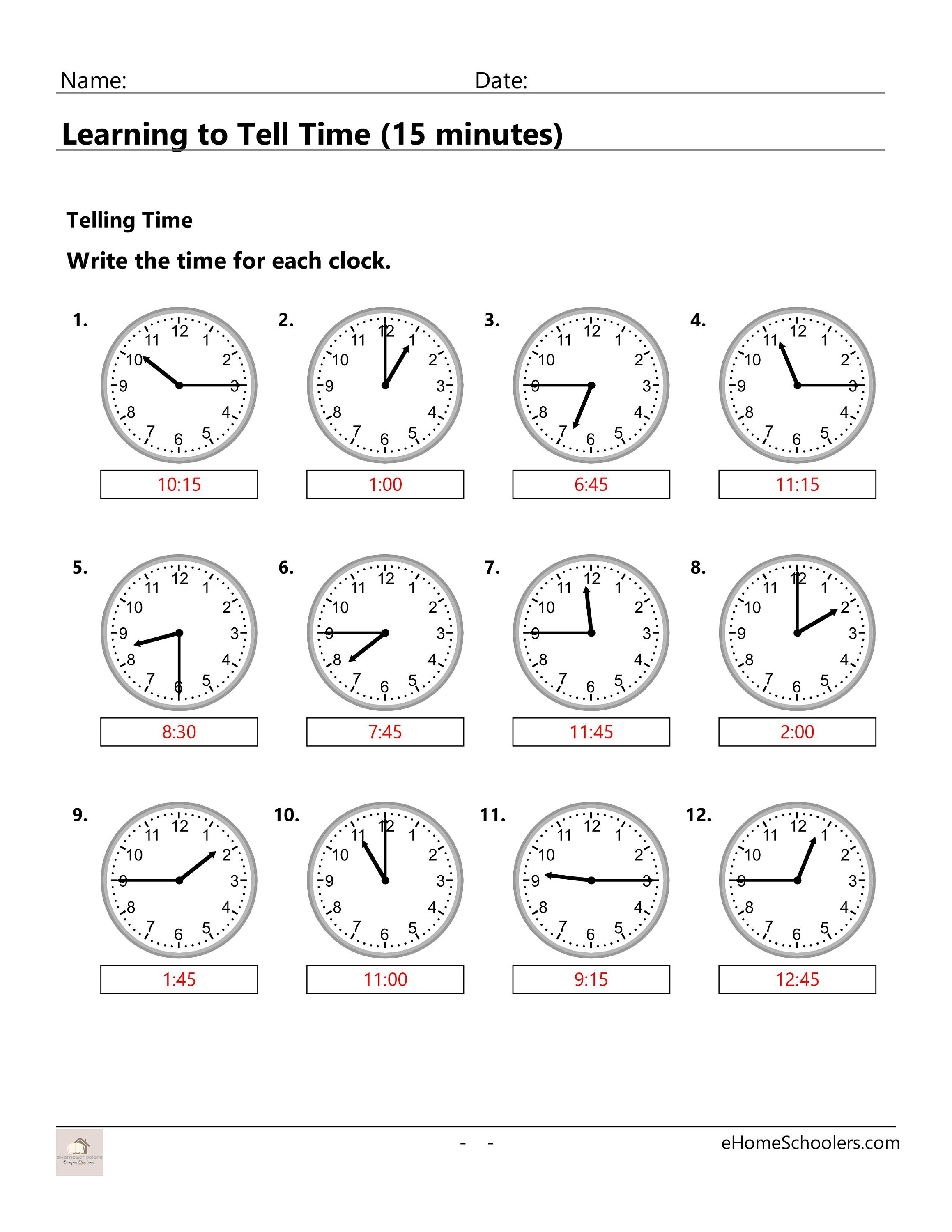 Time and Money Math Worksheets for 1st and 2nd Grade With Answer Keys ...