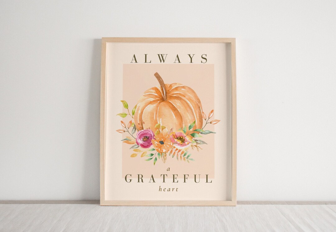Grateful, Autumn Prints, Digital Download, Fall Prints, Neutral Colors ...