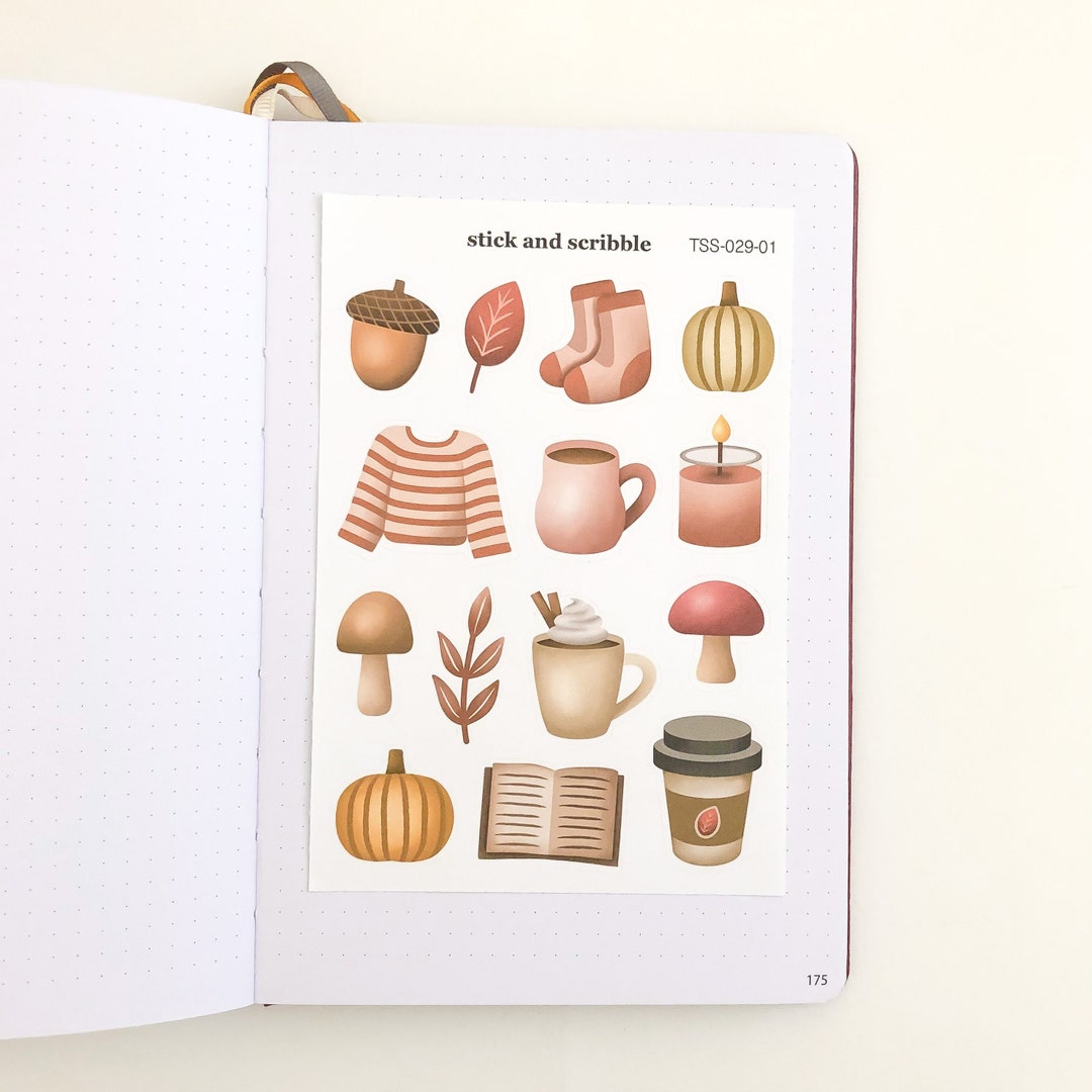 Cozy Autumn Day (version 1) Sticker Sheet | Bullet Journal Stickers ...