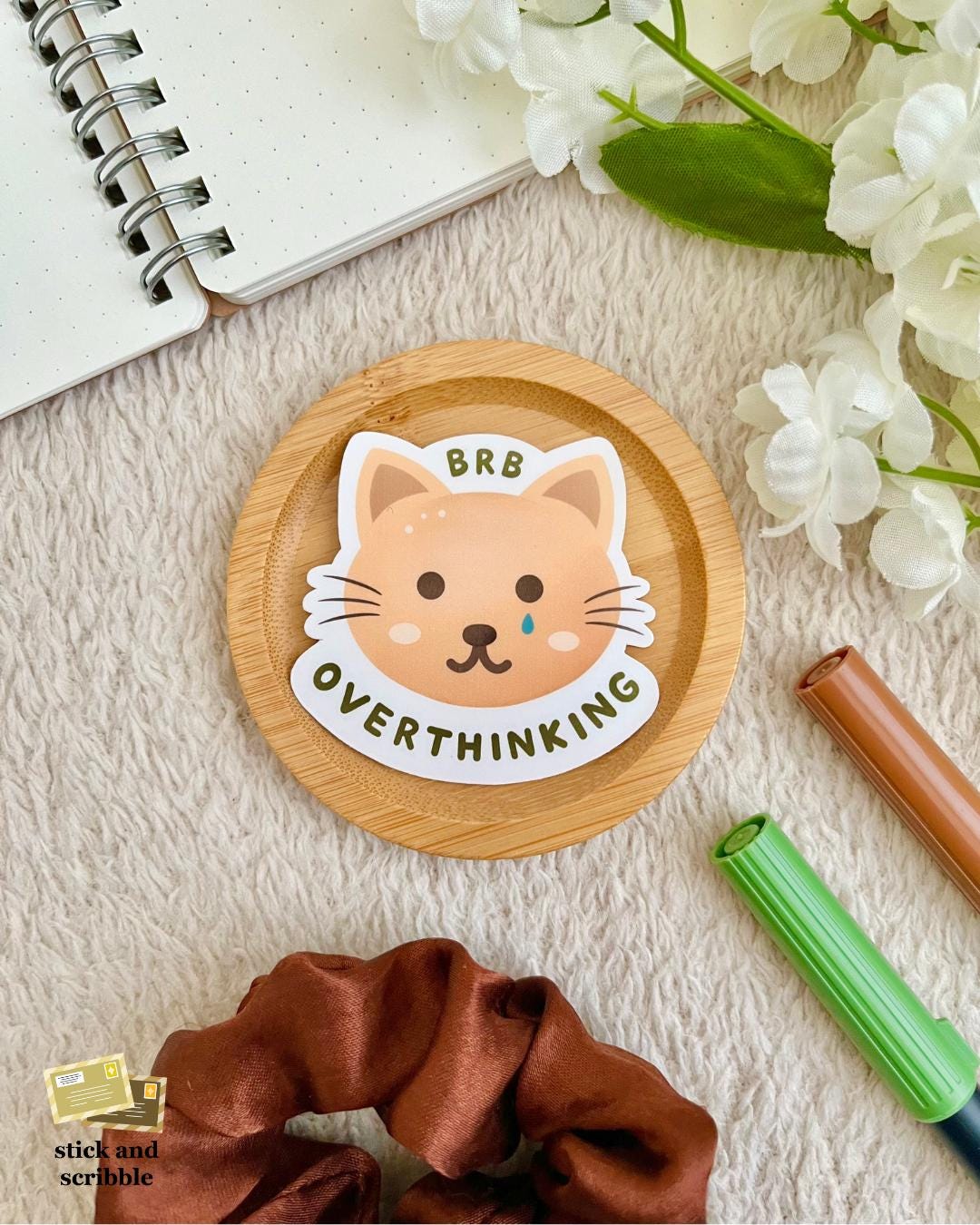 BRB Overthinking Die Cut Sticker | Cute Sticker, Waterproof Sticker ...