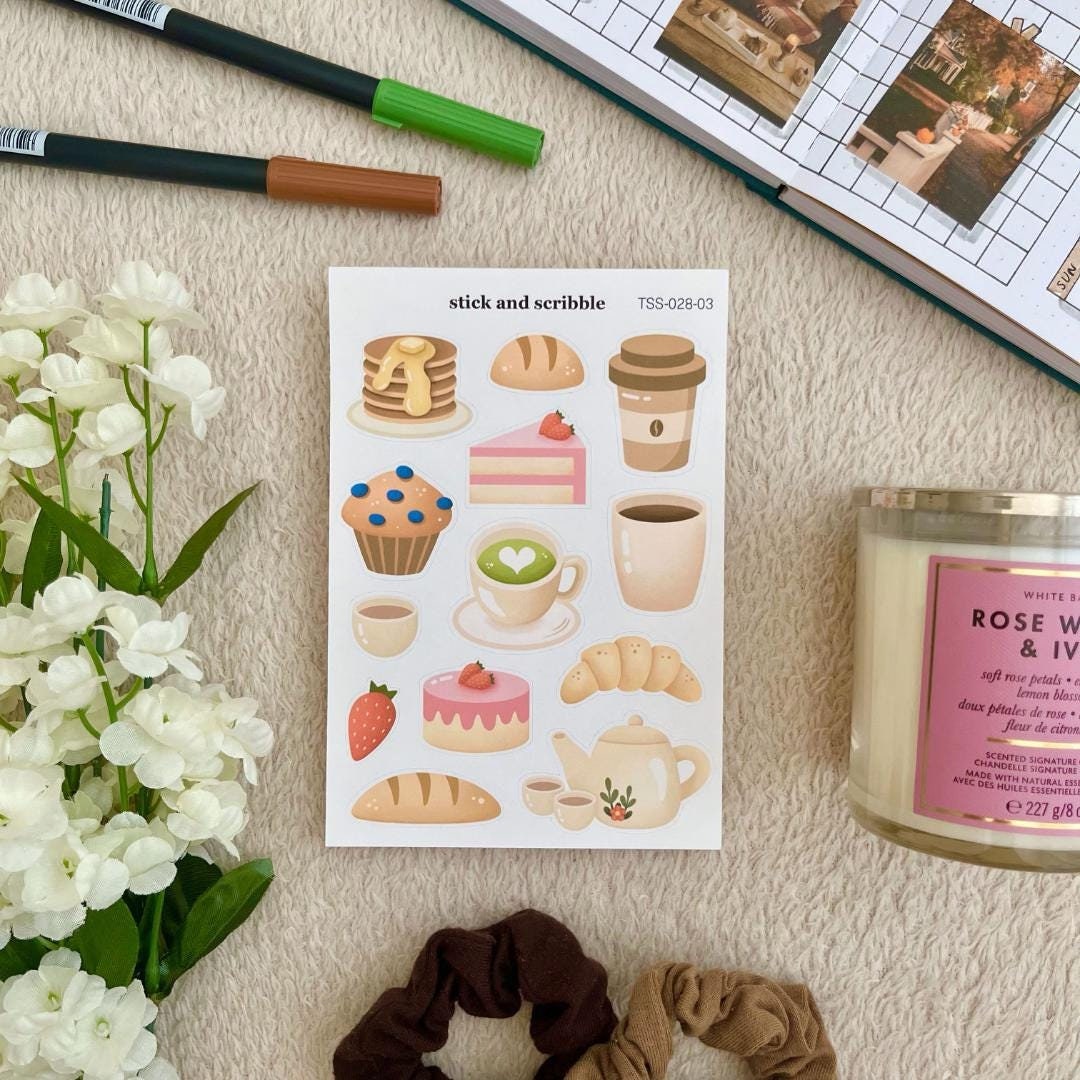 Cafe Sticker Sheet Bullet Journal Stickers, Planner Stickers, Cafe ...