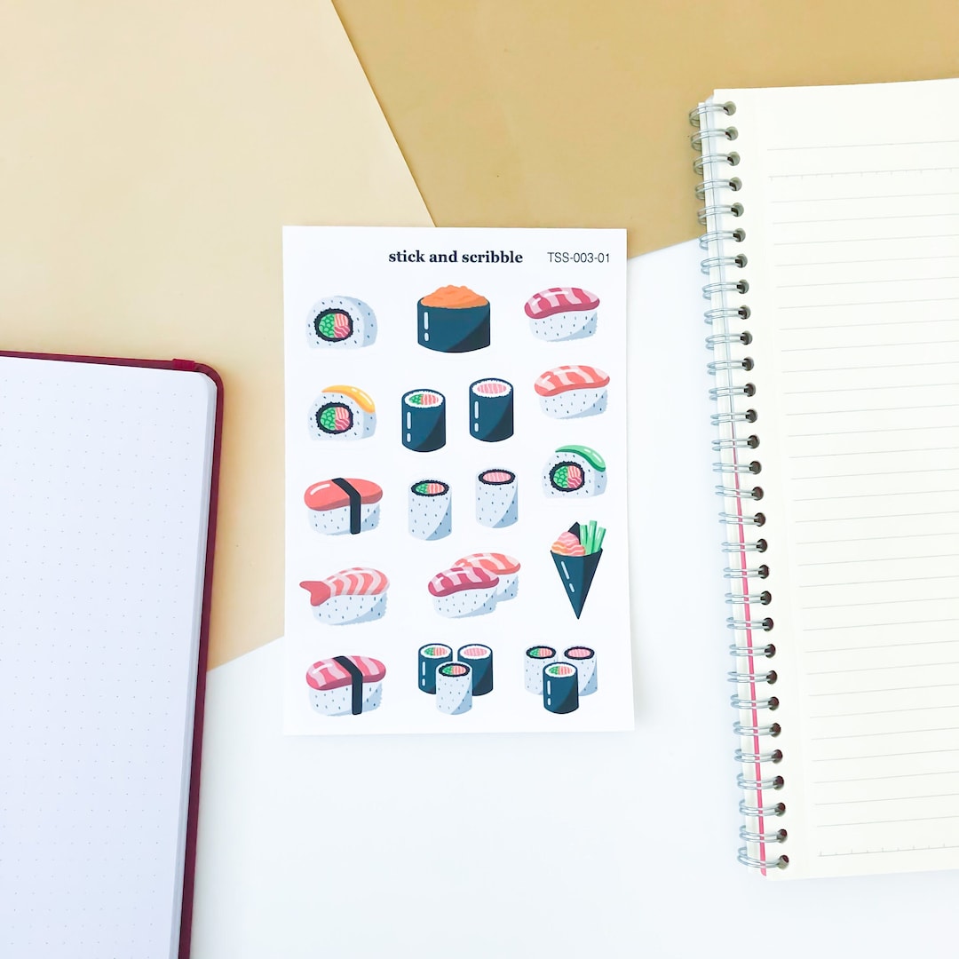 Sushi Sticker Sheet Bullet Journal Stickers, Planner Stickers ...