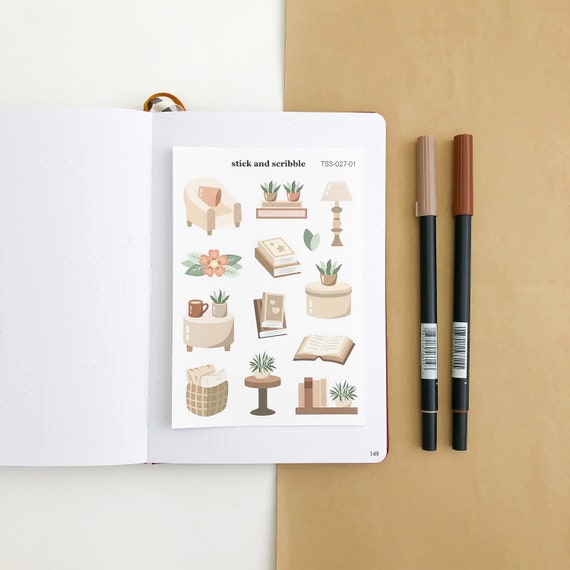 Book Corner Sticker Sheet Bullet Journal Stickers Planner - Etsy