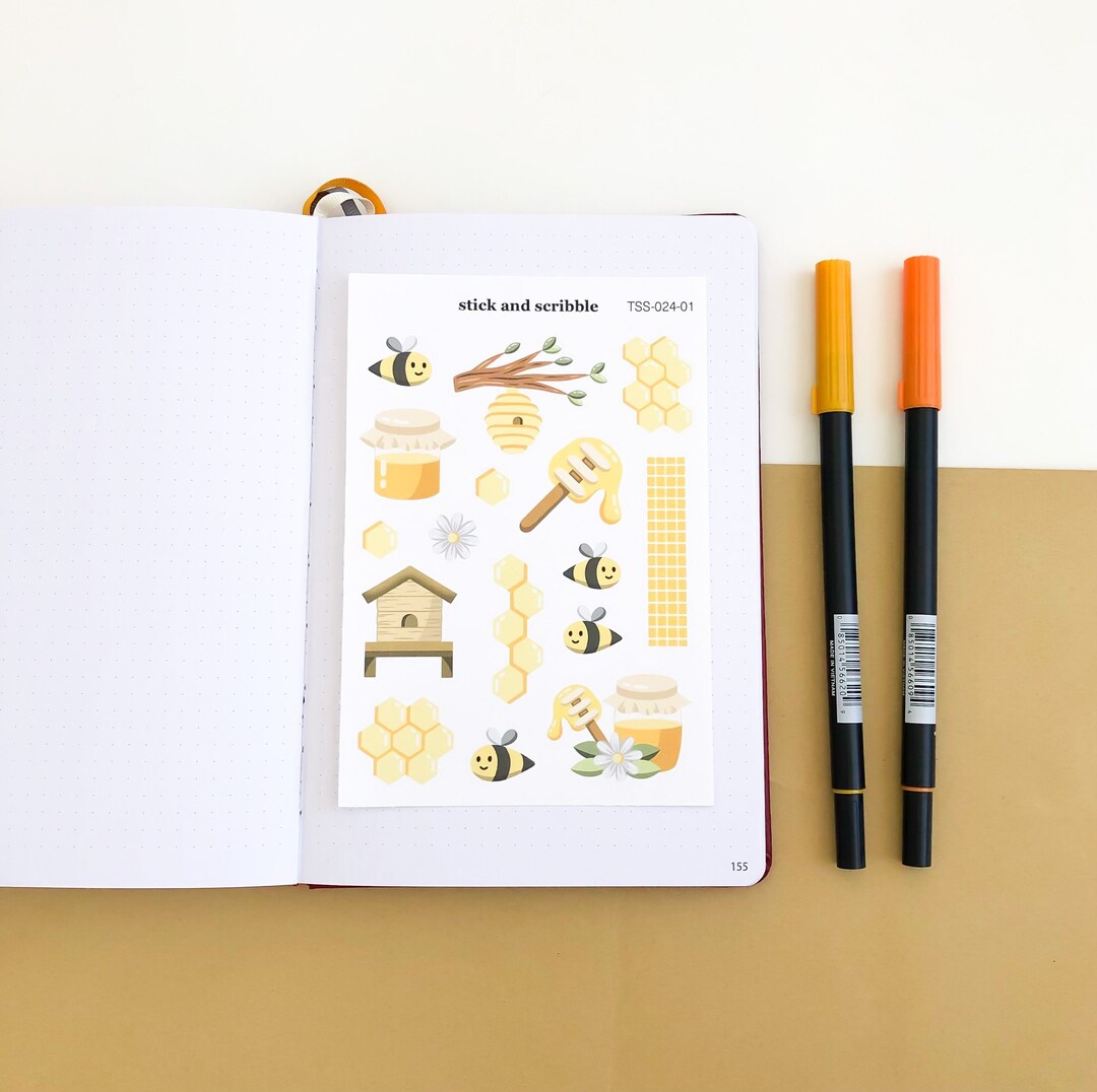 Bees and Honey Sticker Sheet | Bullet Journal Stickers, Planner ...