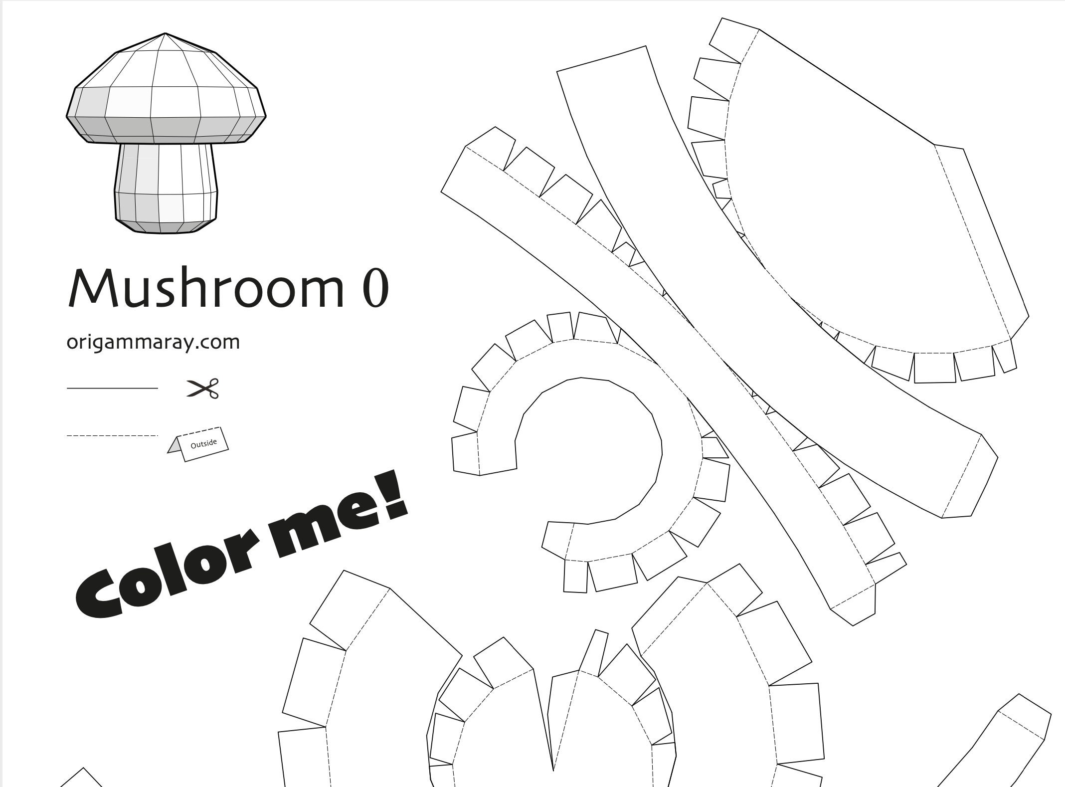 Mushroom Papercraft Full Pack 10 Variations // Coloring - Etsy