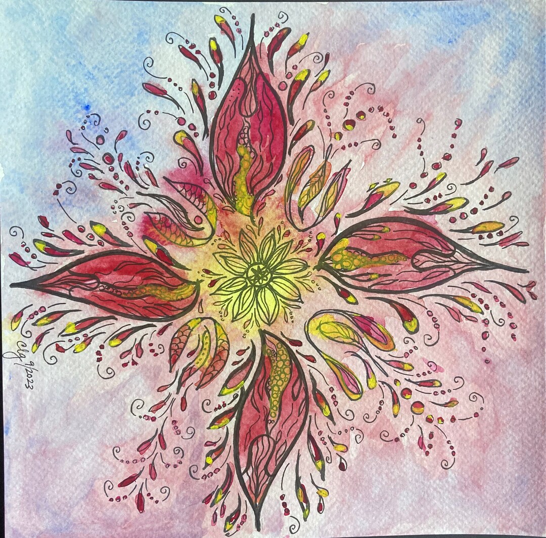 Red Flower Burst - Etsy