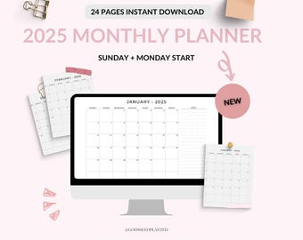 2025 Monthly Calendar With Holidays, Monthly Organizer, Month at a ...