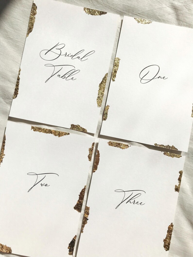 Wedding Table Numbers With Gold Foil - Etsy