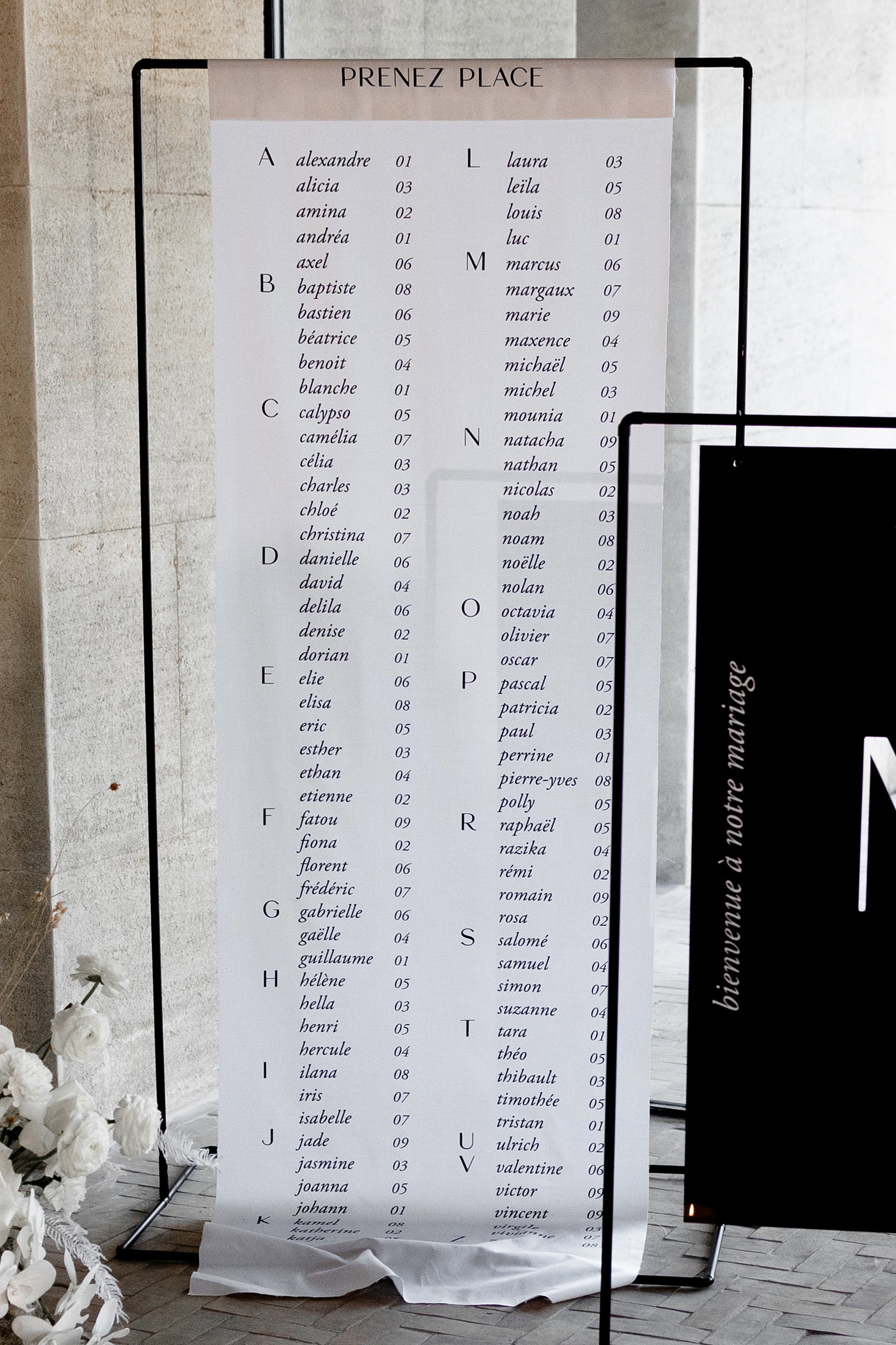 Alphabetical Seating Plan Fabric Banner - Luxury Wedding Seating Chart ...