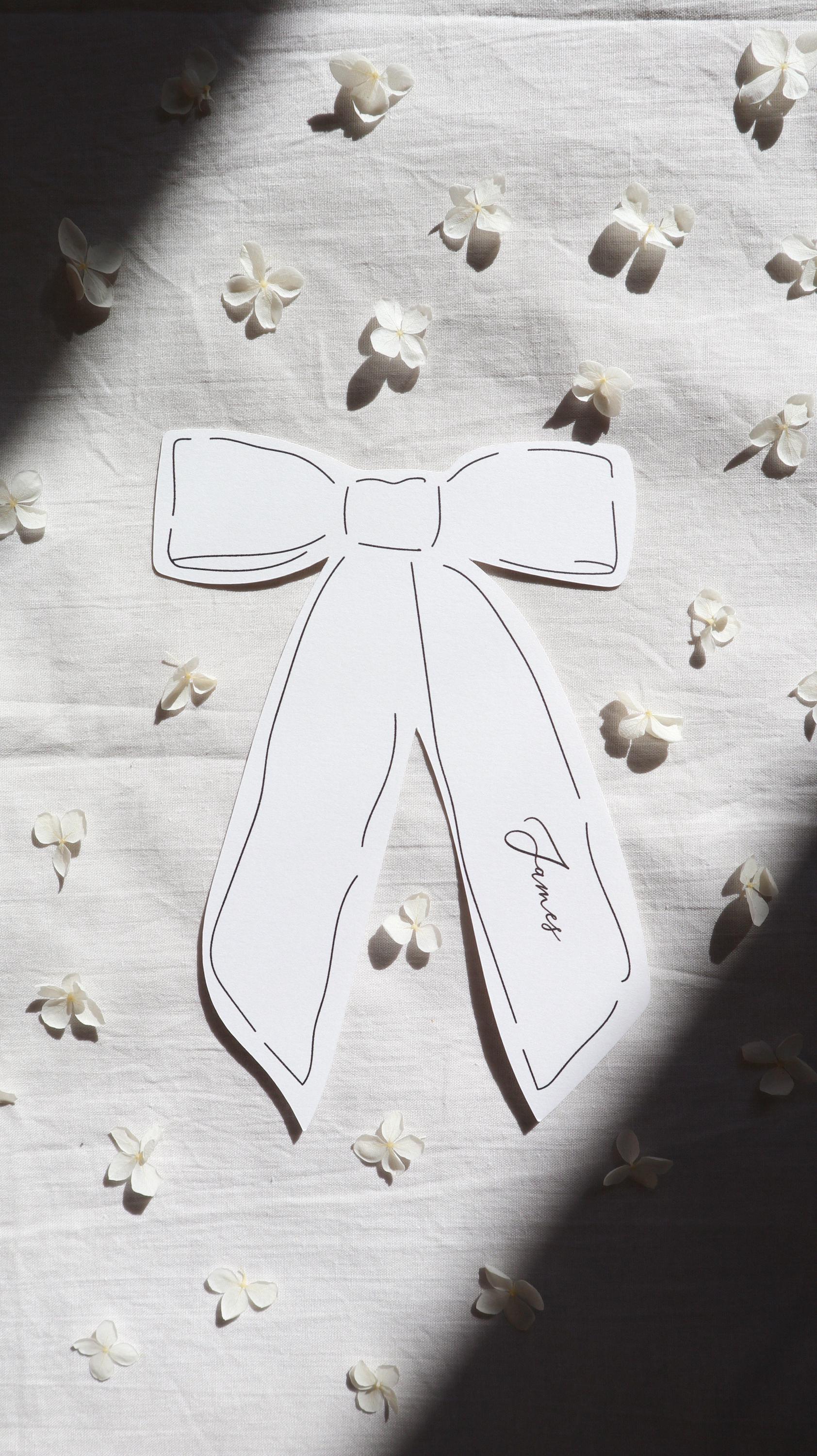Hand-drawn Bow Place Cards, Ribbon Wedding Place Cards, Whimsical ...