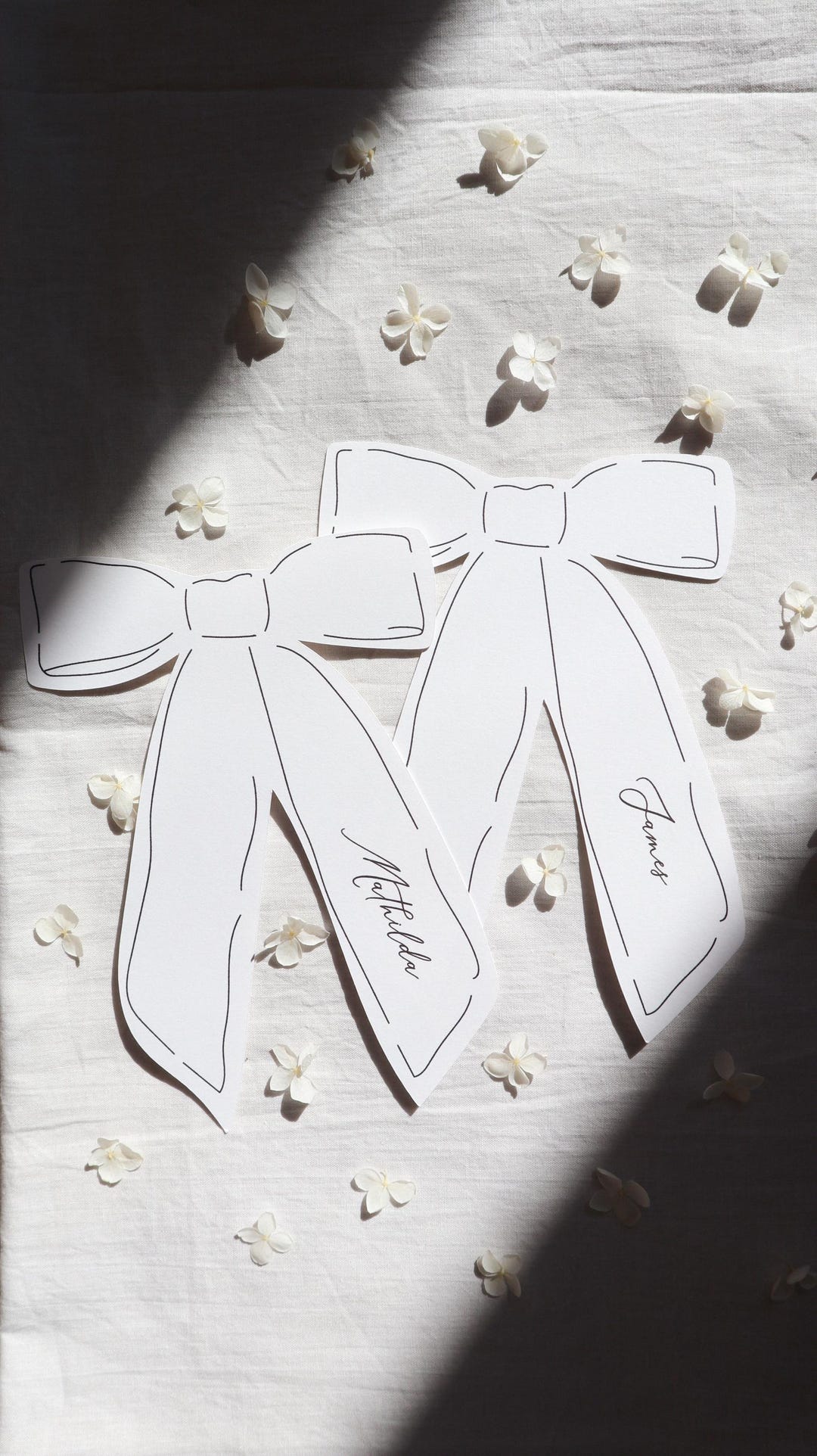 Hand-drawn Bow Place Cards, Ribbon Wedding Place Cards, Whimsical ...