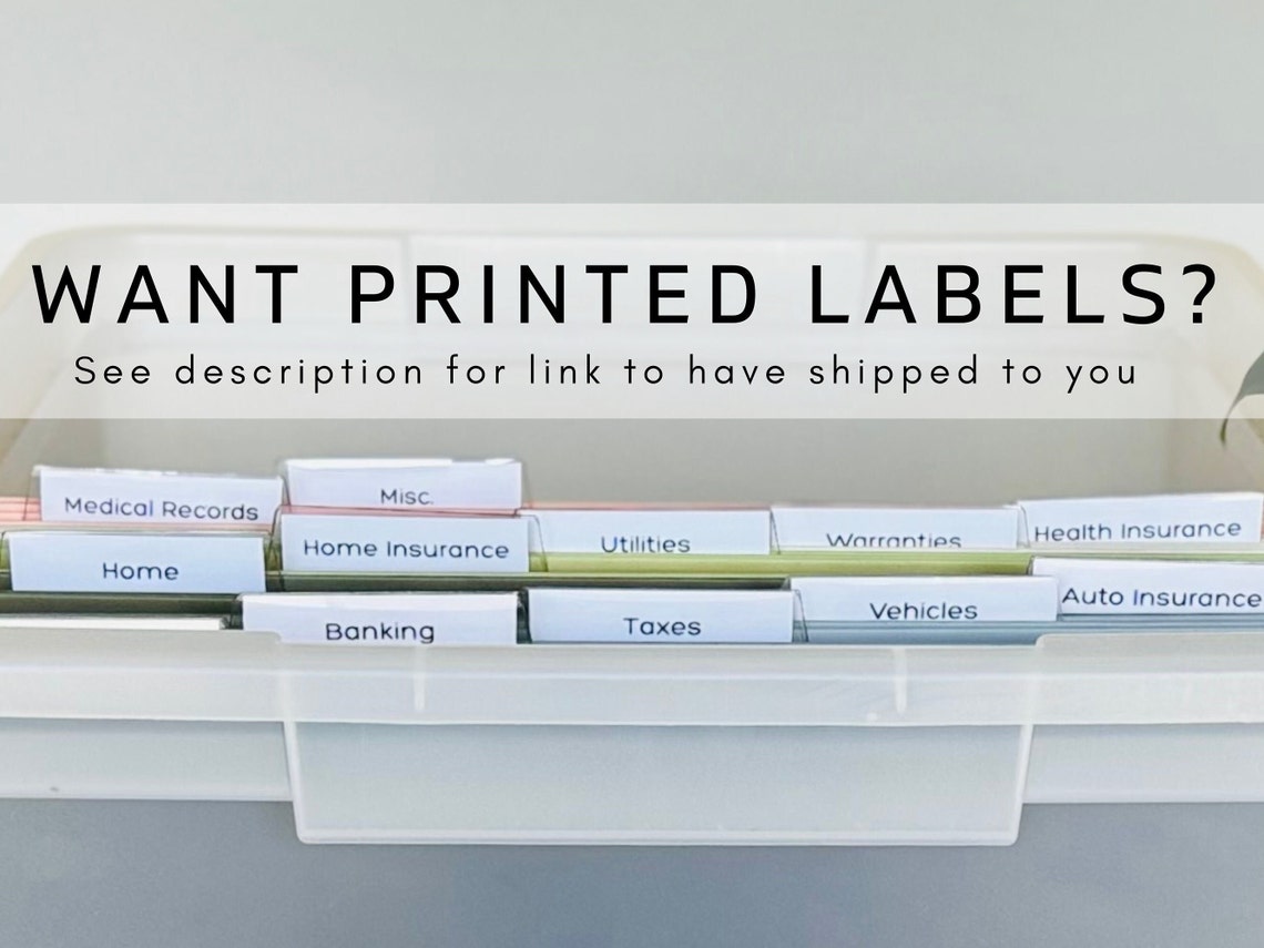 Printable Home Labels | Instant Download | Household File Box Labels ...