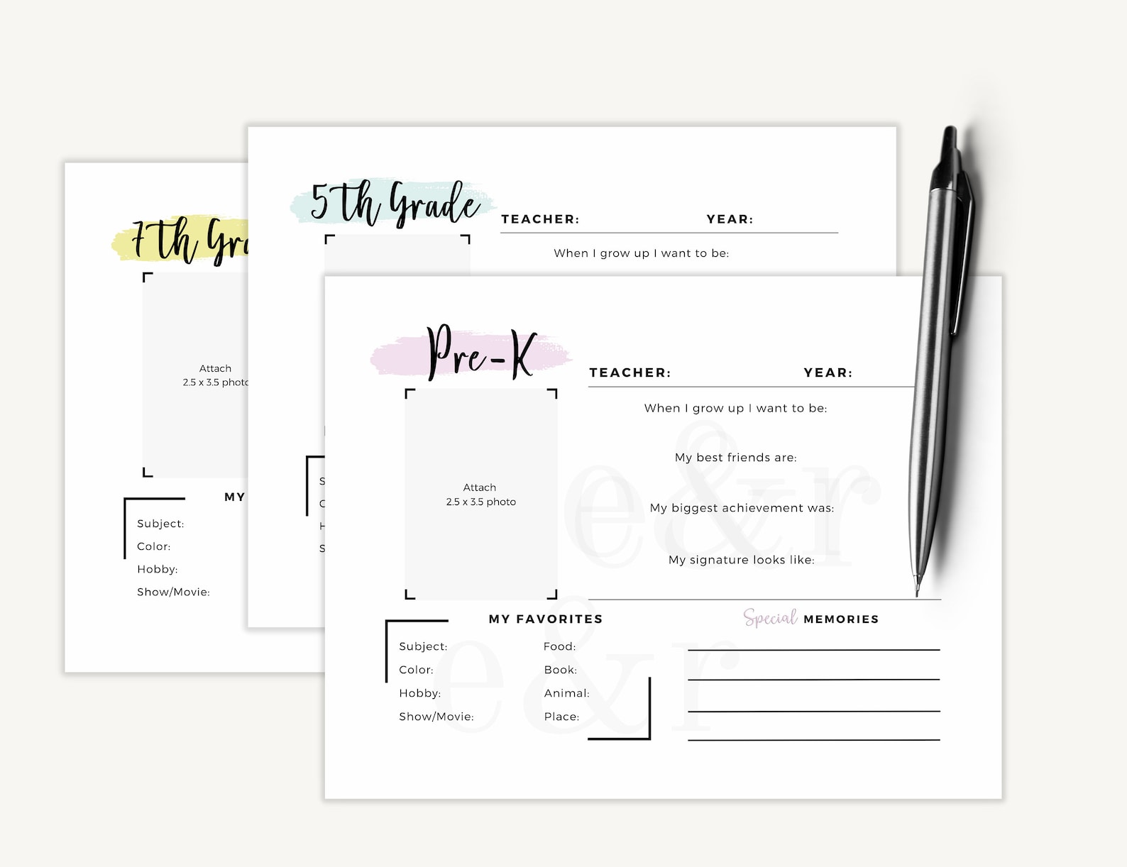 Printable Kids Keepsake Interview Questions - School File Memory PDF ...