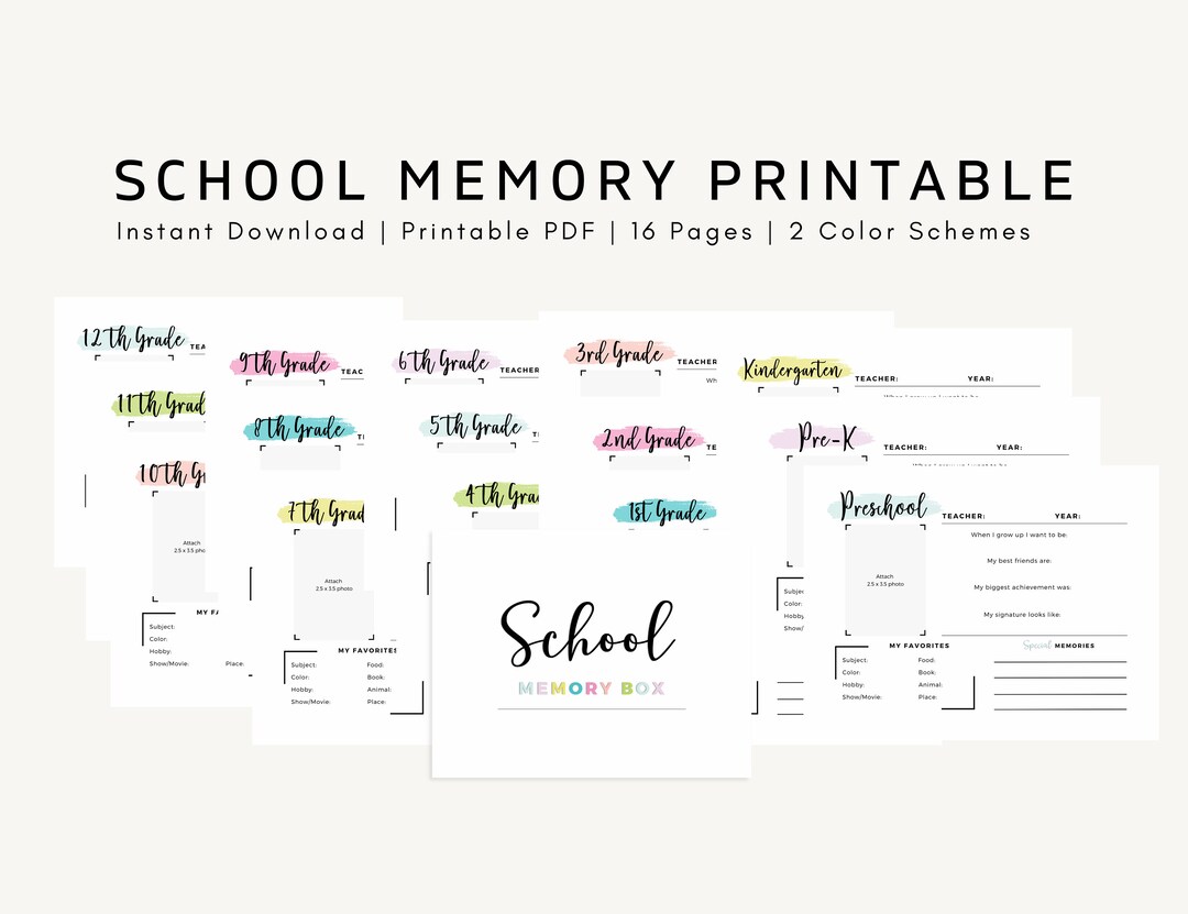 Printable Kids Keepsake Interview Questions - School File Memory PDF ...