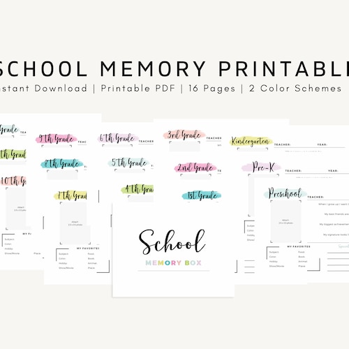 Printable Memory Box File Labels Digital Download School - Etsy