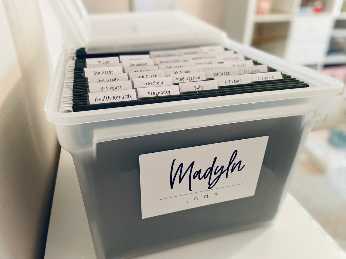 Printable Milestone Box Labels | Name Decal for School File Box - Kids ...