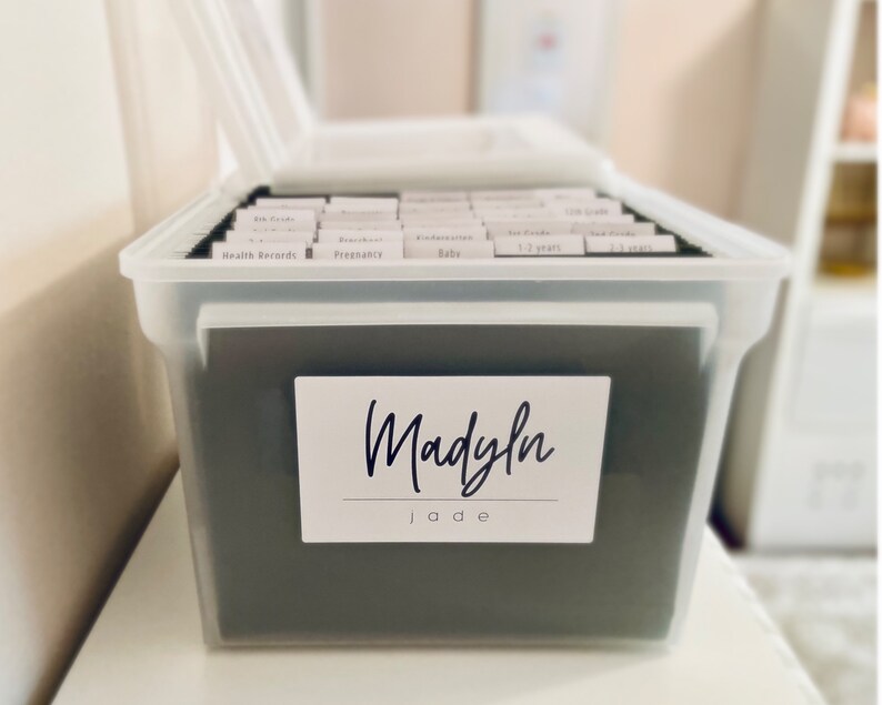 Printable Milestone Box Labels | Name Decal for School File Box - Kids ...