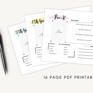 Printable Kids Keepsake Interview Questions - School File Memory PDF ...