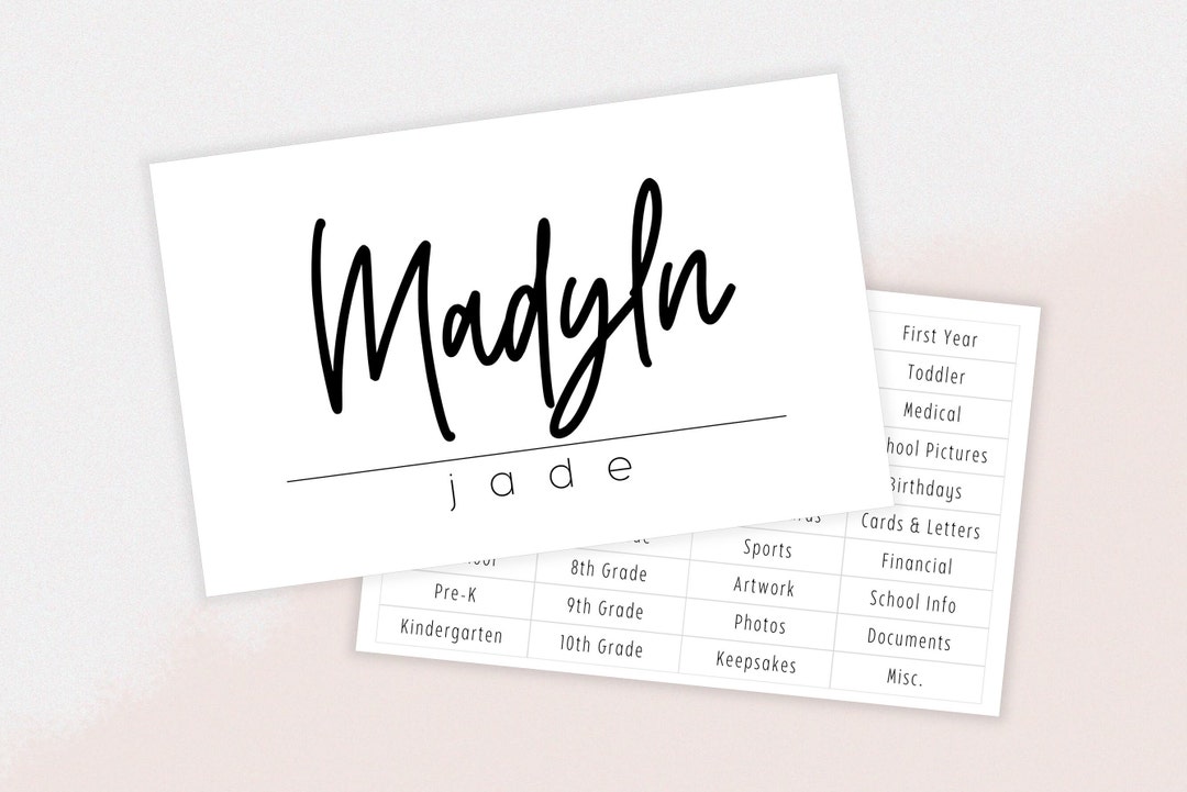 Printable Milestone Box Labels | Name Decal for School File Box - Kids ...