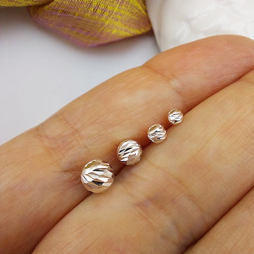 Sterling Silver Diamond Cut Beads Moon Cut Beads Corrugated - Etsy