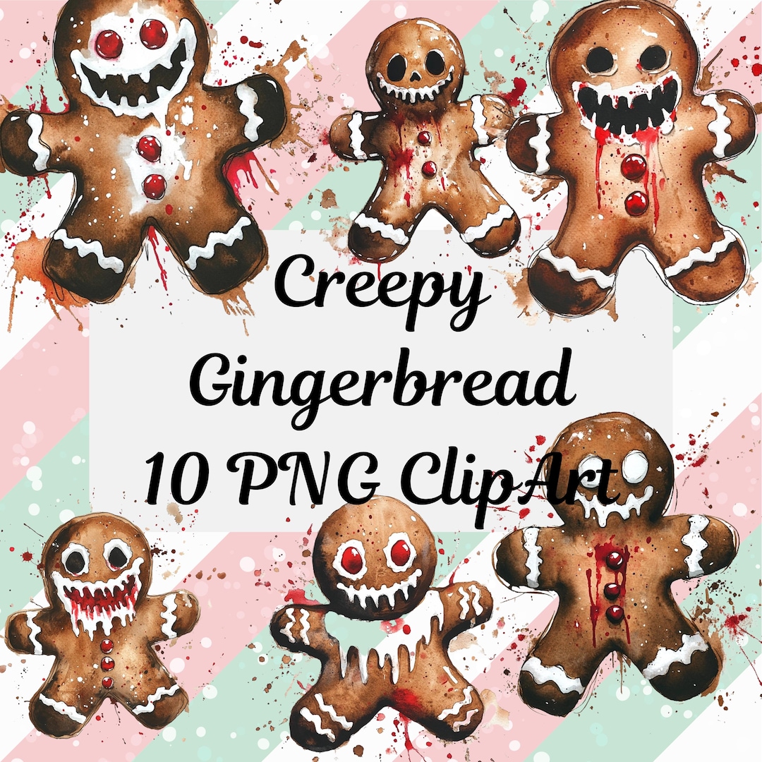 Creepy Gingerbread Man Cookies,digital Clipart,spooky Holiday Cookie ...