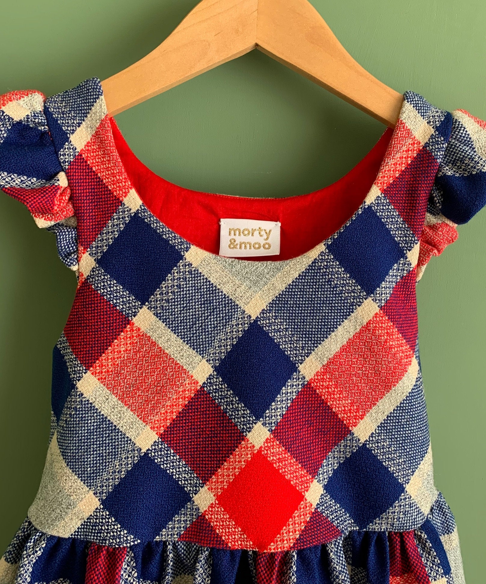 Girls Wool Checked Girls Dress / Girls Handmade Dress / Girls Checked ...