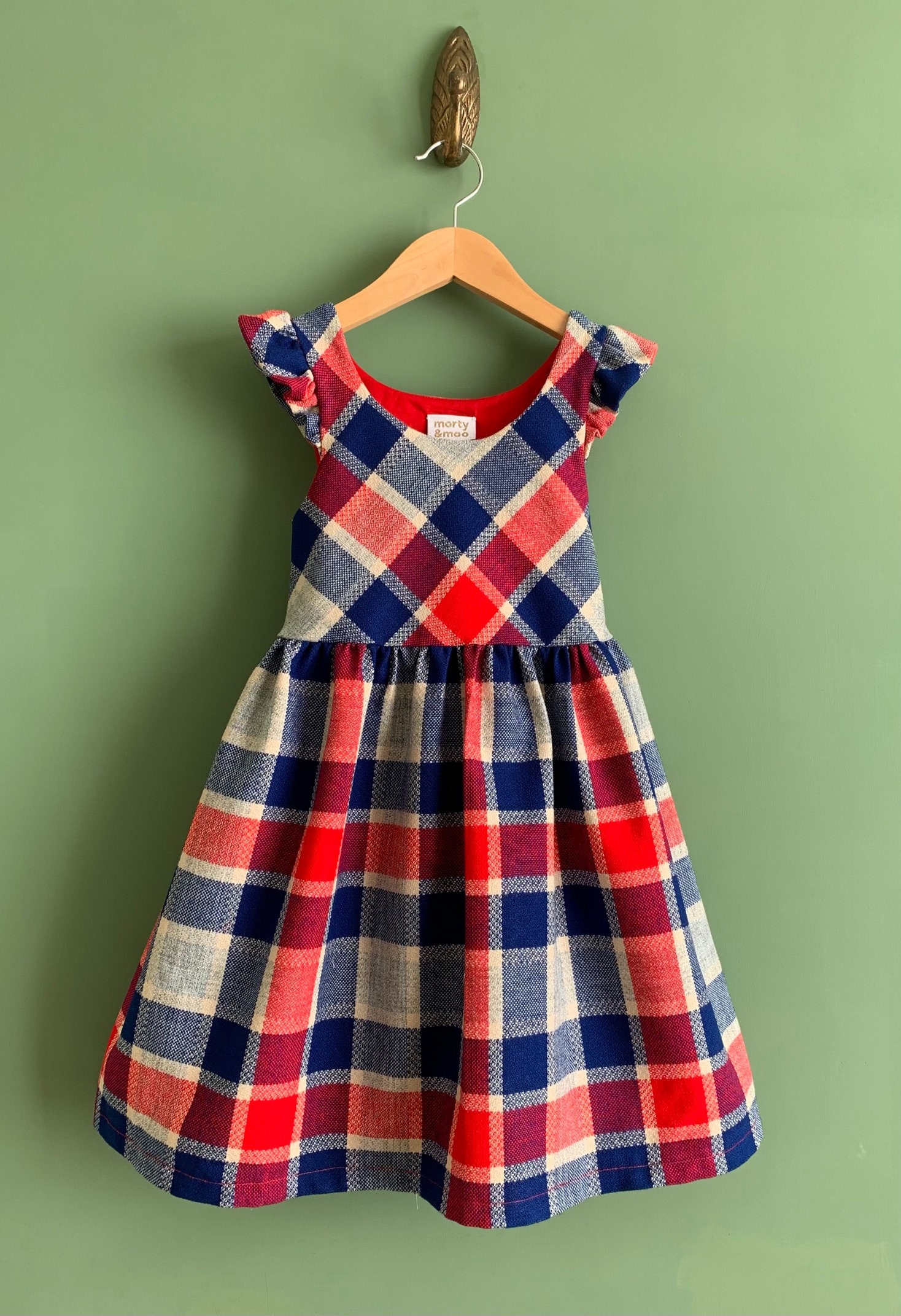 Girls Wool Checked Girls Dress / Girls Handmade Dress / Girls Checked ...