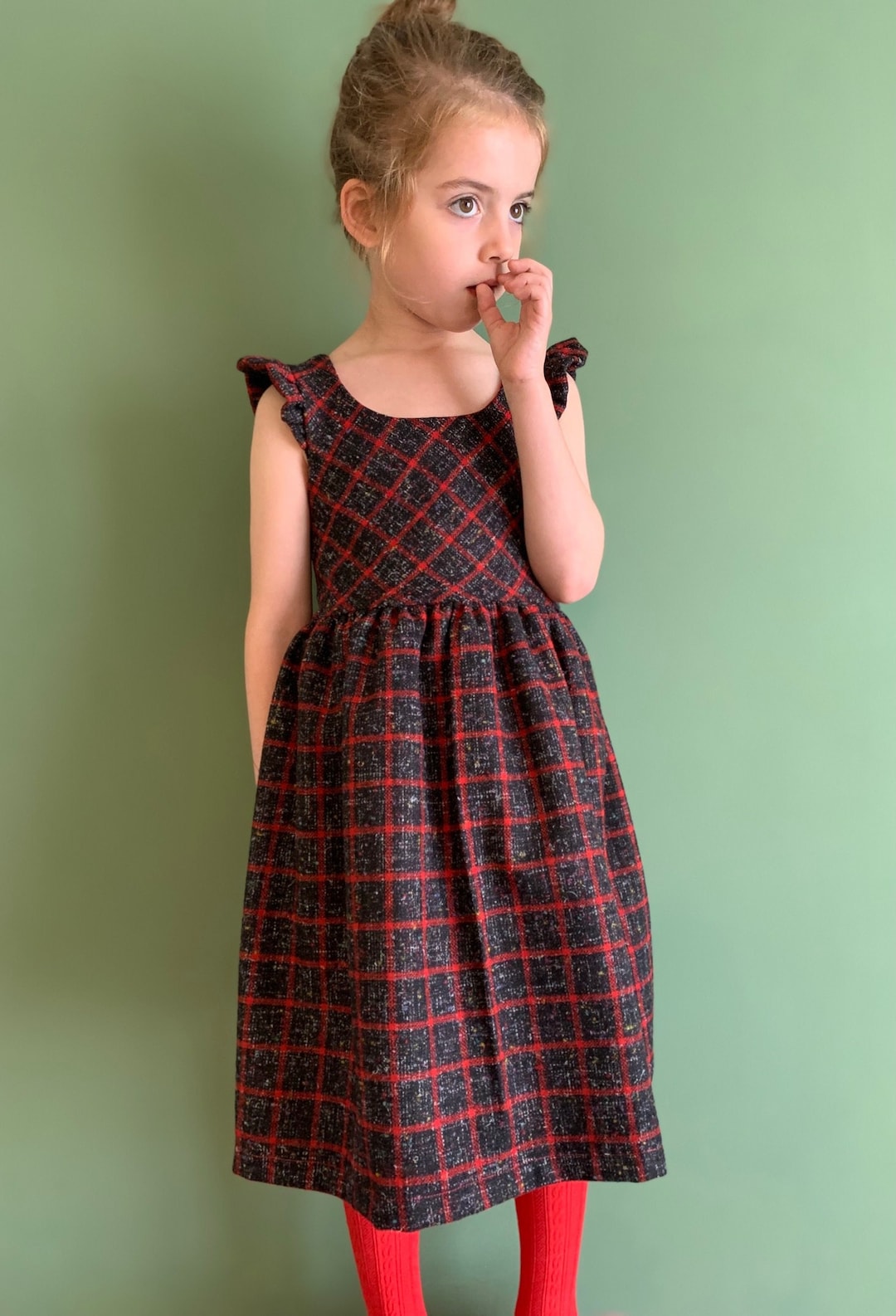 Handmade Girls Wool Pinafore Dress / Girls Winter Dress / Party Dress ...