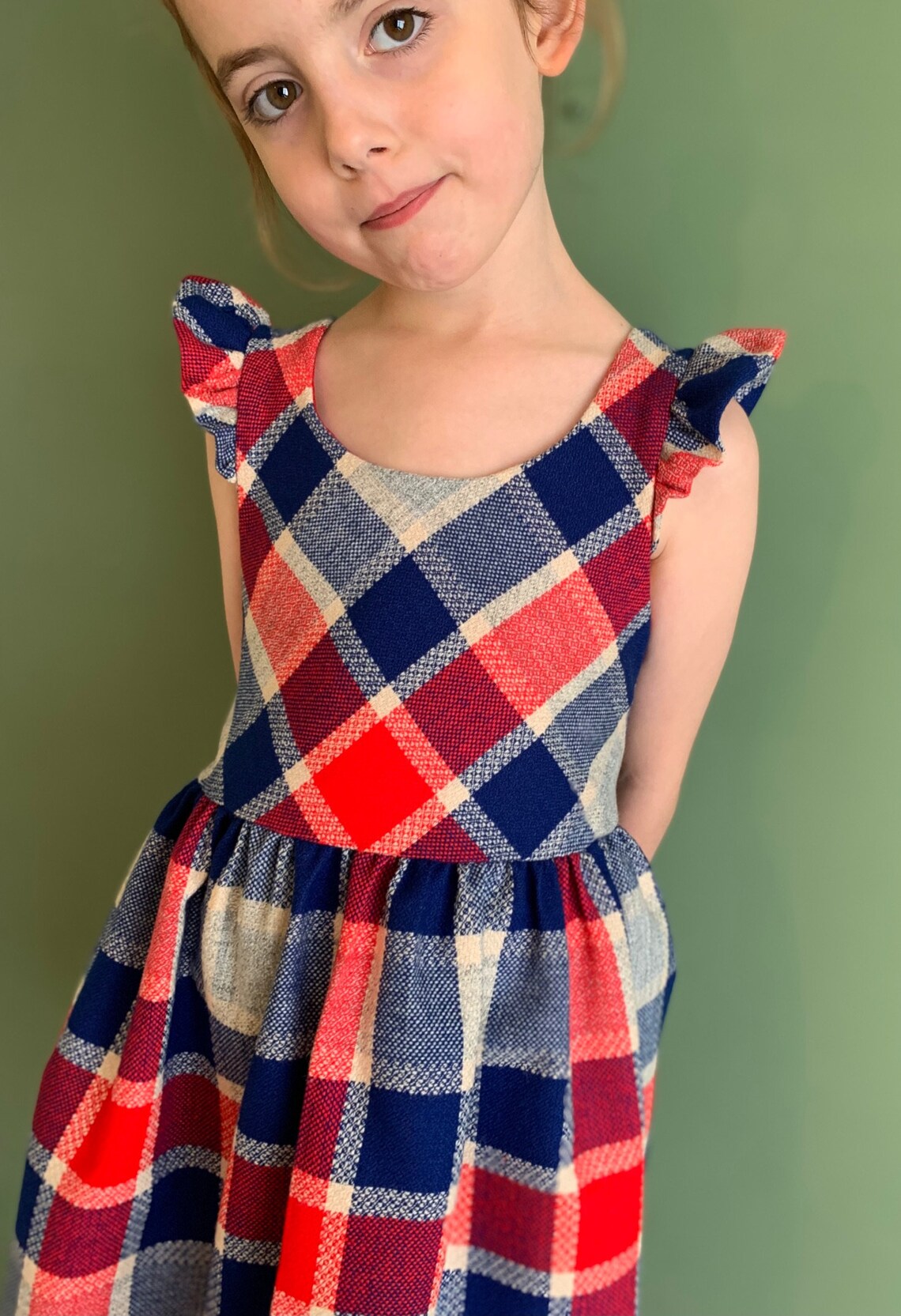 Girls Wool Checked Girls Dress / Girls Handmade Dress / Girls - Etsy