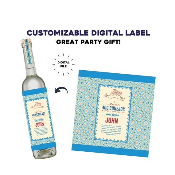 Personalized 400 Conejos Mexican Mezcal Digital Label - Etsy