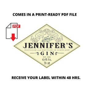 Personalized Gin Digital Label DIGITAL LABEL ONLY Any Name and Short ...