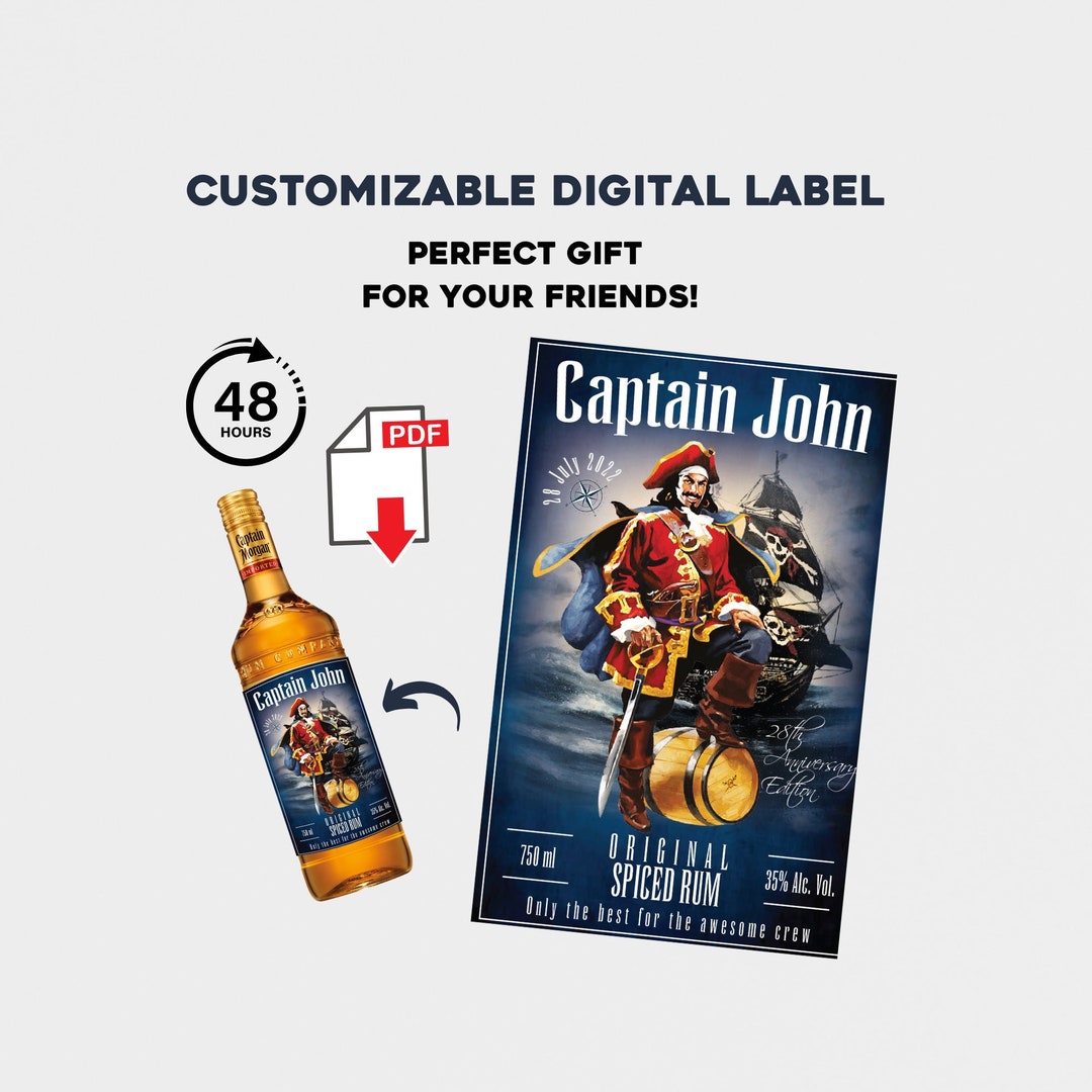Personalised Rum Navy Blue Digital Label - *DIGITAL* LABEL ONLY - Any ...